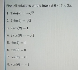 Solved Find all solutions on the interval | Chegg.com