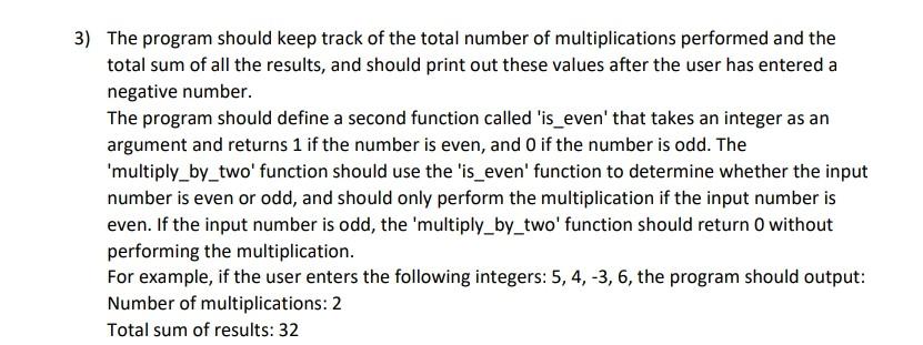 Solved 3) The program should keep track of the total number | Chegg.com