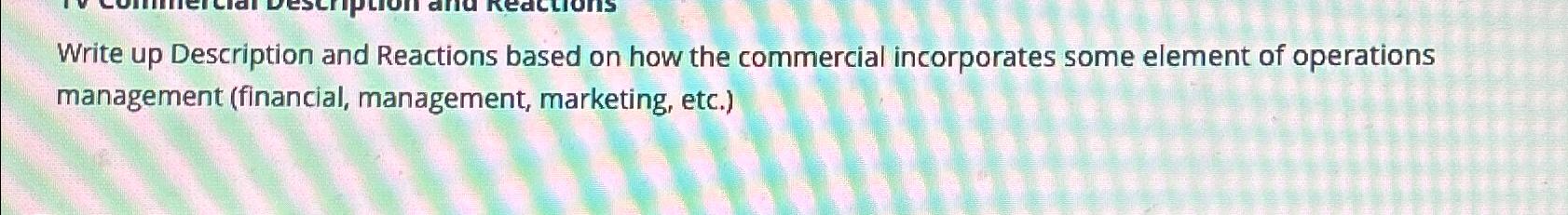Solved Write up Description and Reactions based on how the | Chegg.com