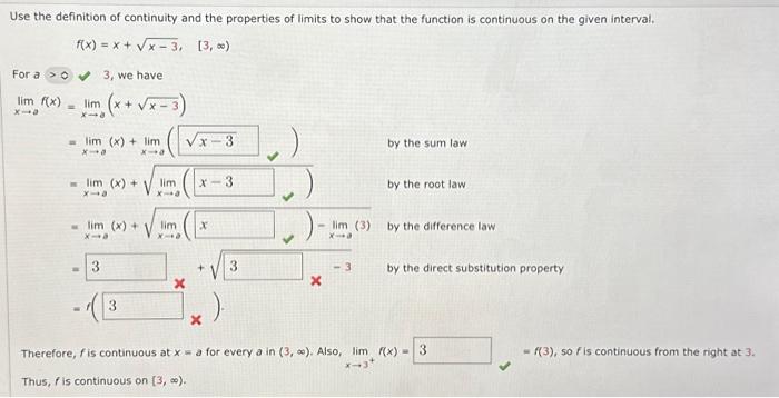 Solved Use the definition of continuity and the properties | Chegg.com