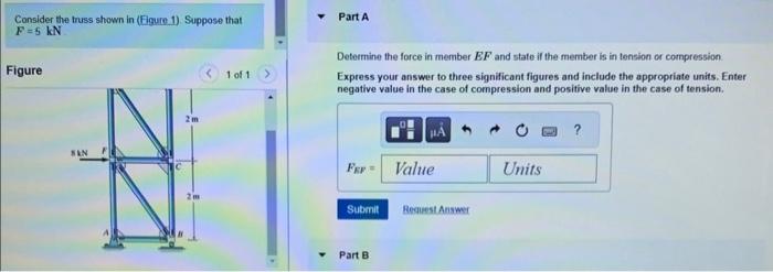 Solved Determine The Force In Member Ef Cf And Bc With