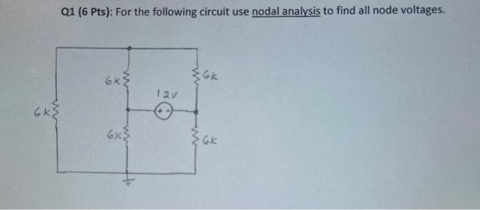 Solved For the following circuit use nodal analysis to find | Chegg.com