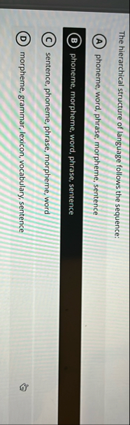 Solved The hierarchical structure of language follows the | Chegg.com