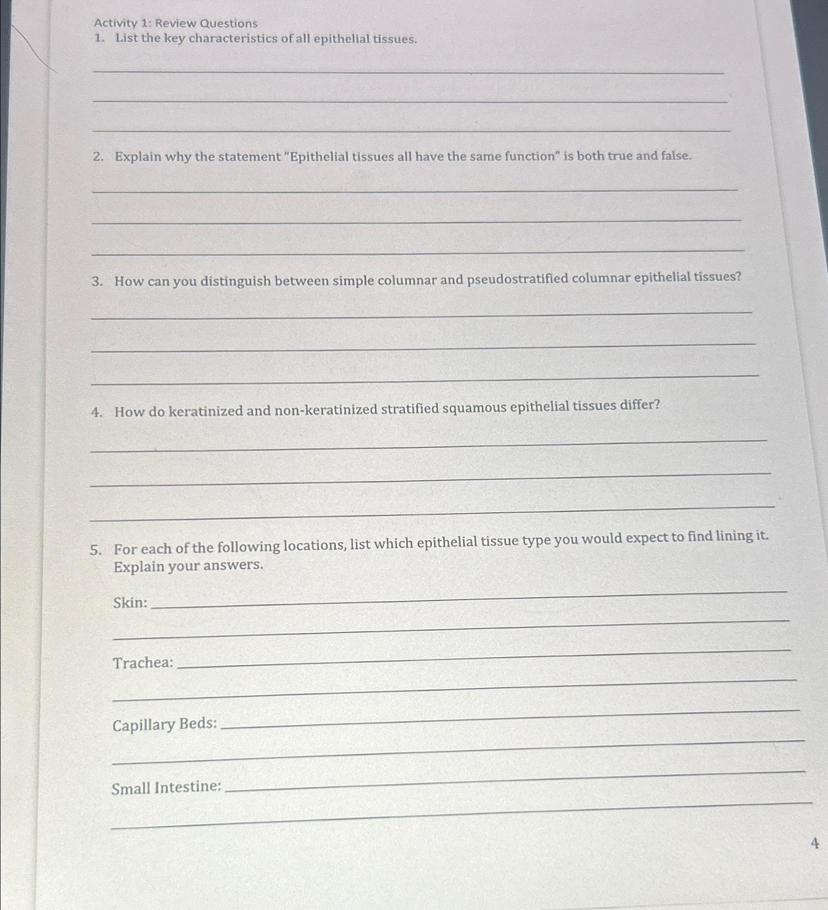 Solved Activity 1: Review QuestionsList the key | Chegg.com