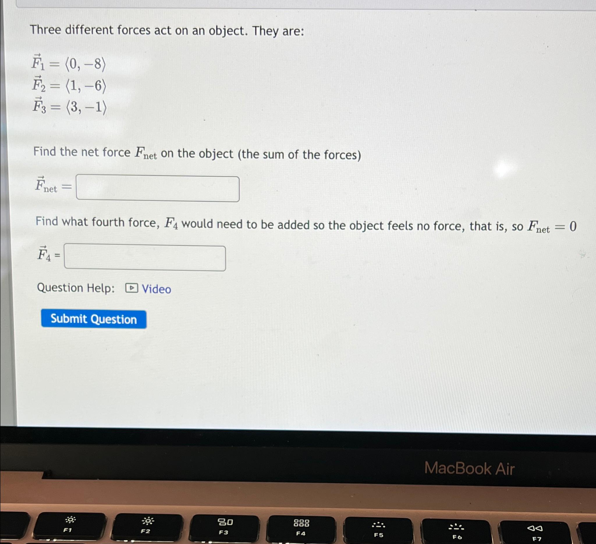Solved Three different forces act on an object. They | Chegg.com