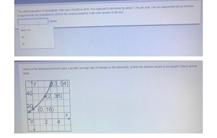 Solved The rabbit population of Springfield, Ohio was | Chegg.com