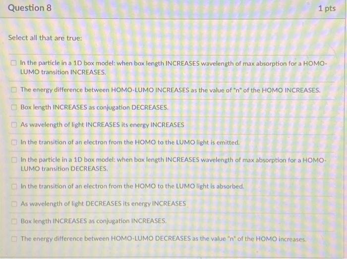 Solved Select all that are true: In the particle in a 1D box | Chegg.com