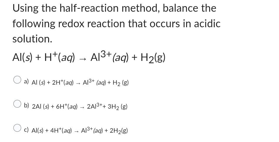 Solved Using the half-reaction method, balance the following | Chegg.com