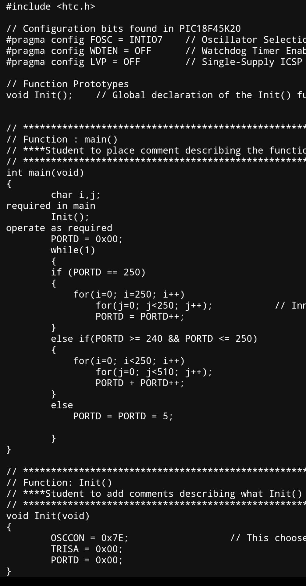 Solved Objective: Control the 1/O ports of the PIC18F45K20 | Chegg.com