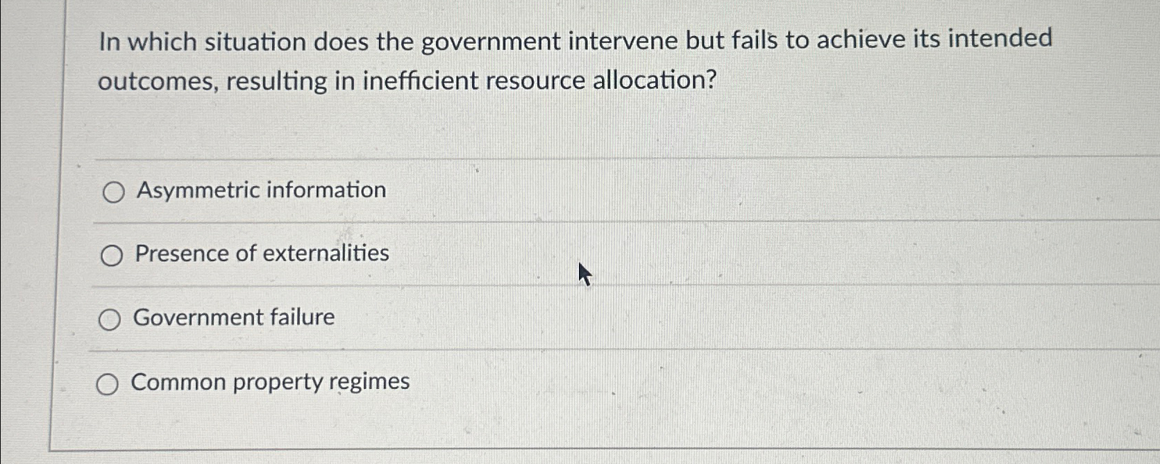 Solved In which situation does the government intervene but | Chegg.com