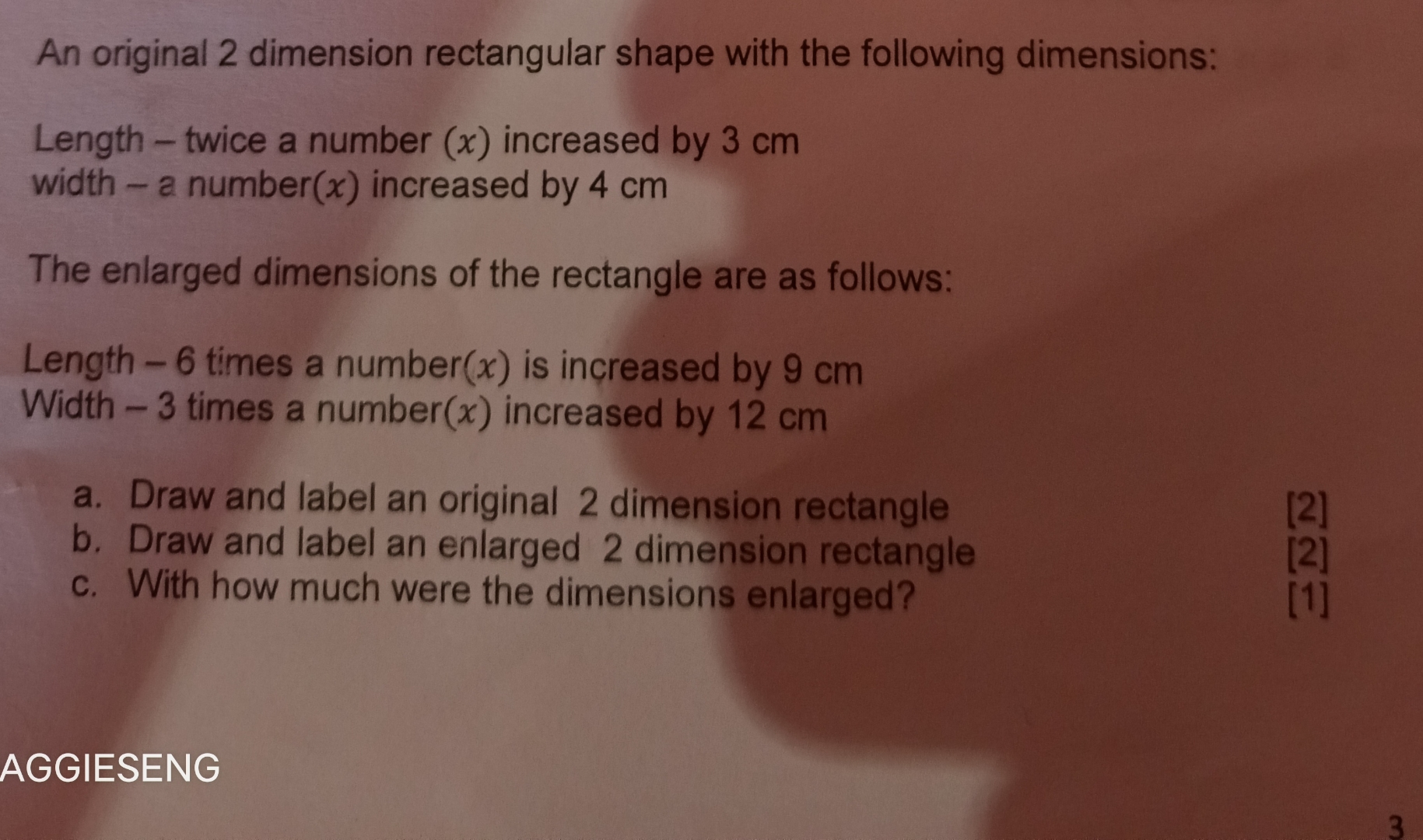 Solved An original 2 ﻿dimension rectangular shape with the | Chegg.com