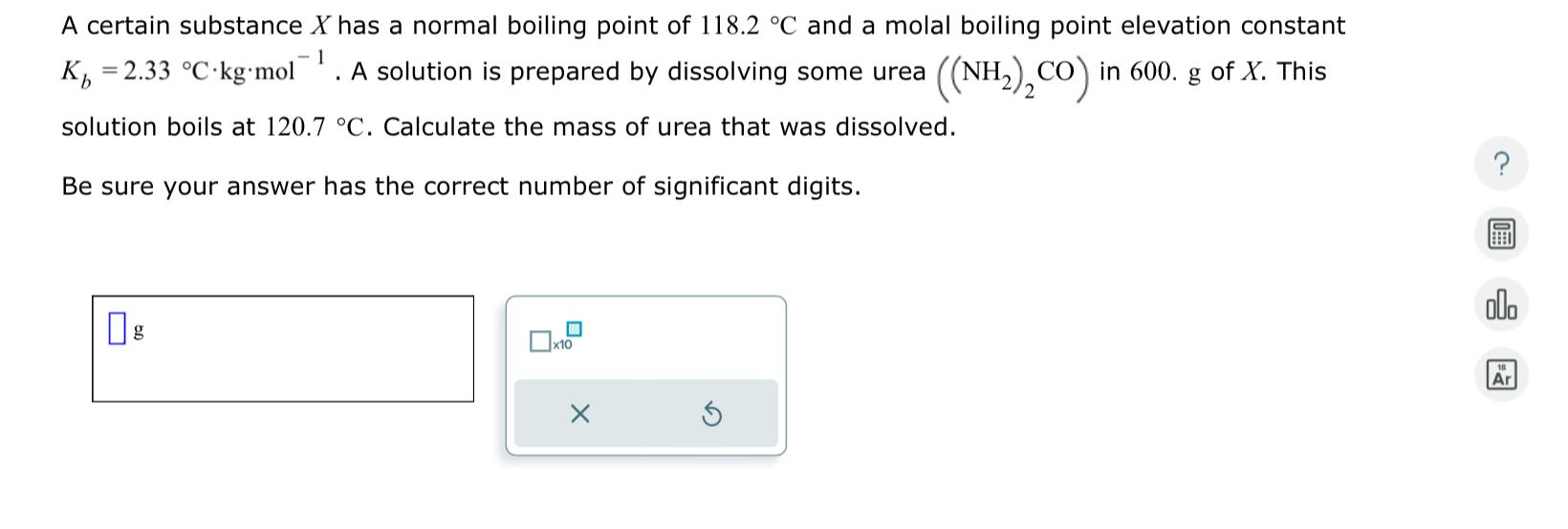 Solved A certain substance x ﻿has a normal boiling point of | Chegg.com
