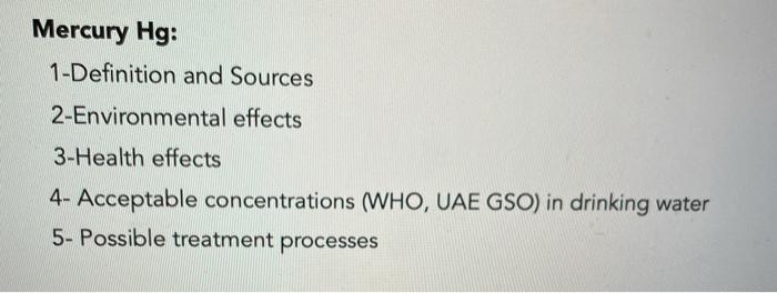 Solved Mercury Hg: 1-Definition and Sources 2-Environmental | Chegg.com