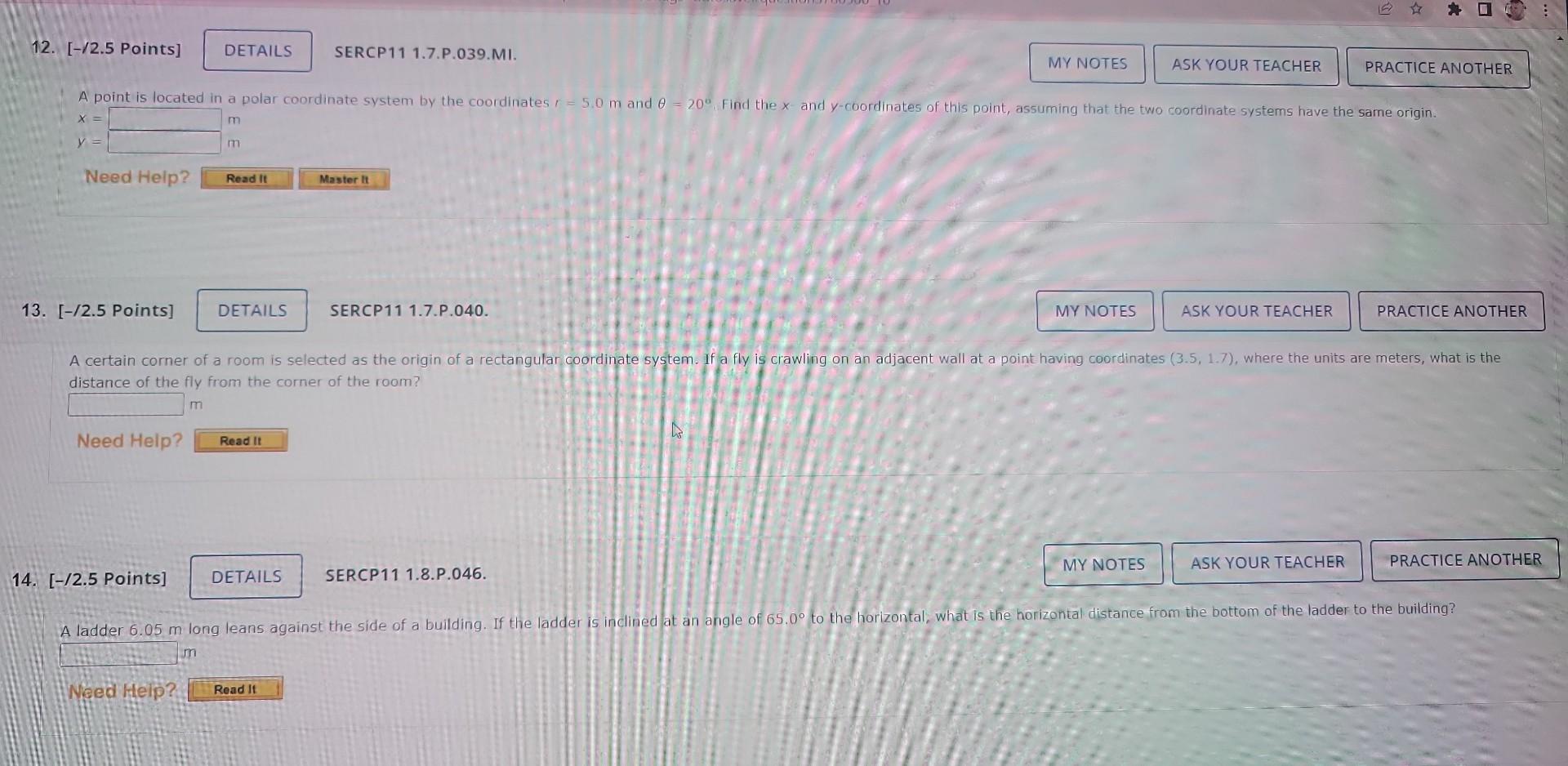 Solved 13 [ 2 5 Points] Sercp11 1 7 P 040 Distance Of The