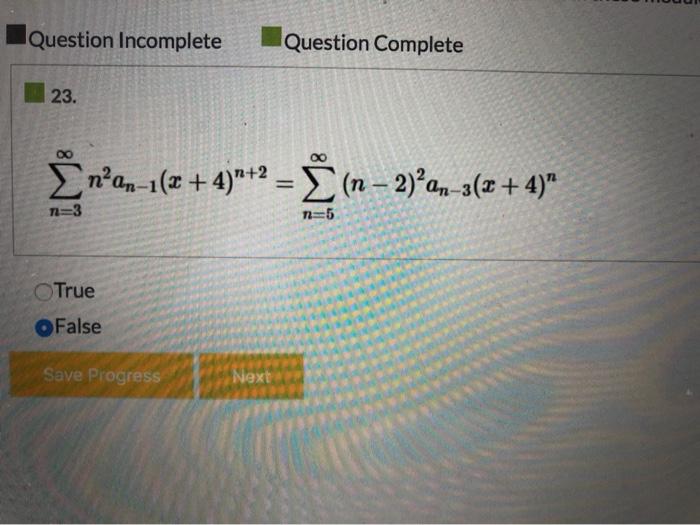 Solved Question Incomplete Question Complete 23. 00 n'an-1(x | Chegg.com