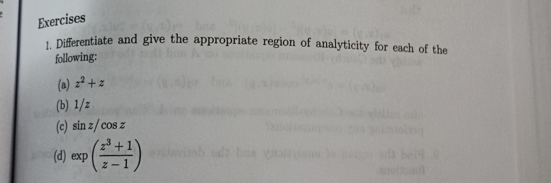 Solved 1. Differentiate and give the appropriate region of | Chegg.com