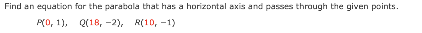 Solved Find an equation for the parabola that has a | Chegg.com