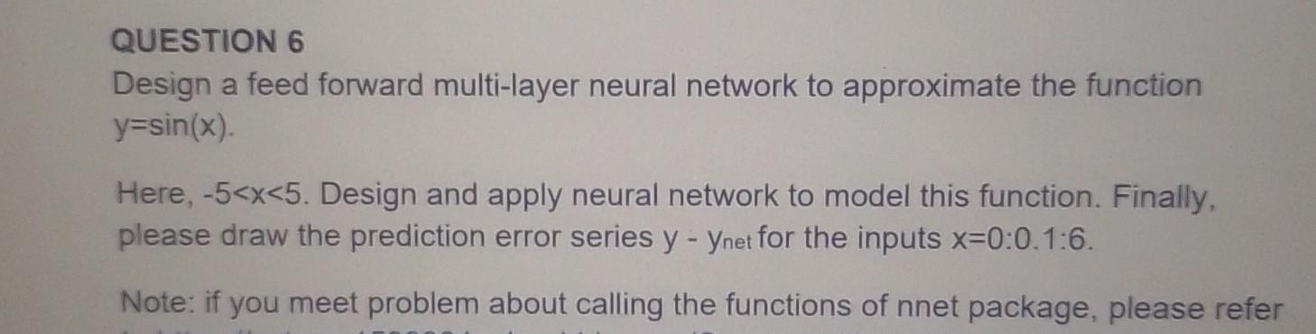 Solved QUESTION 6 Design a feed forward multi-layer neural | Chegg.com