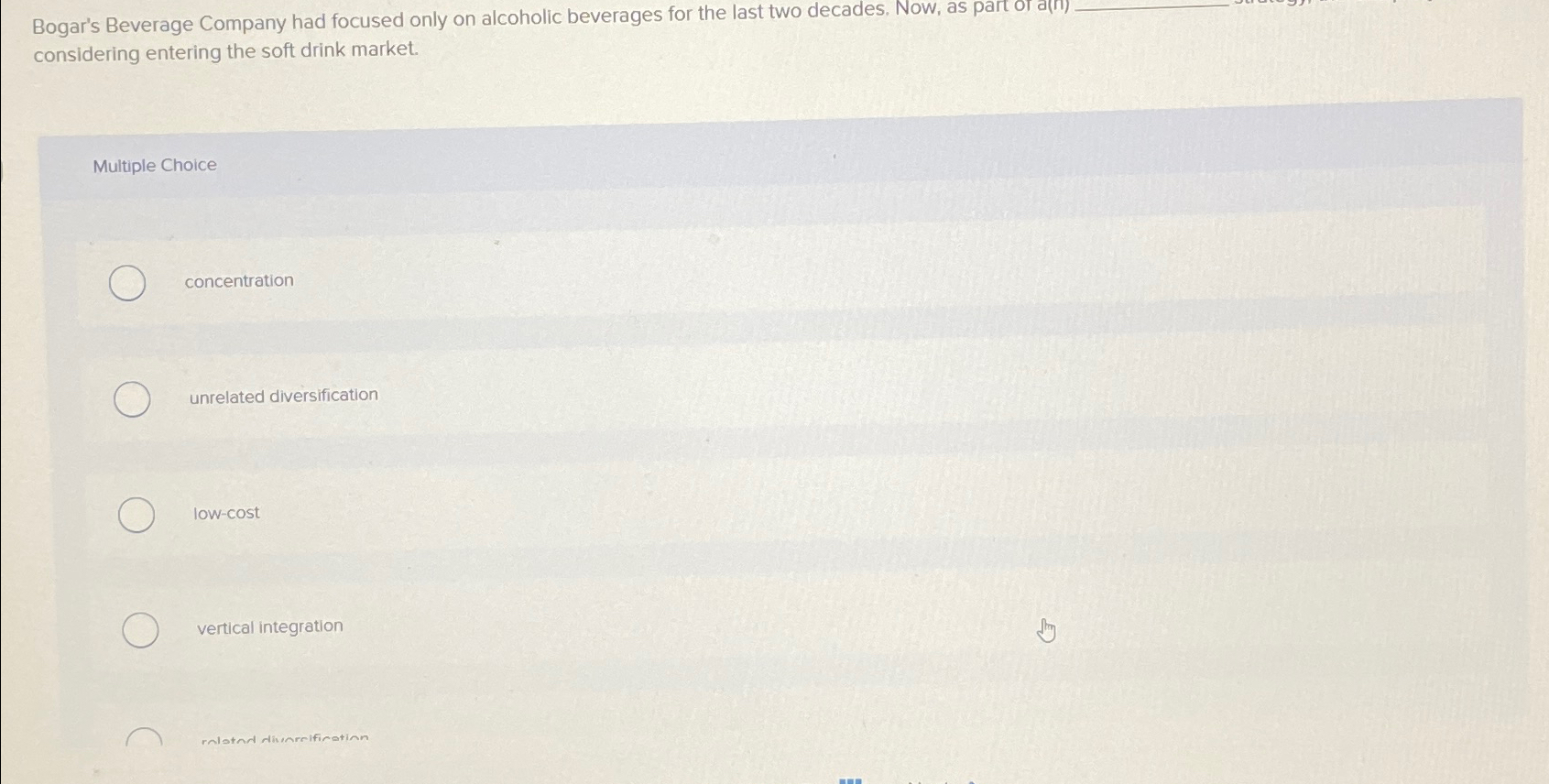 Solved Bogar's Beverage Company had focused only on | Chegg.com