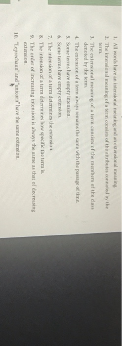 Solved 1. All words have an intensional meaning and an | Chegg.com