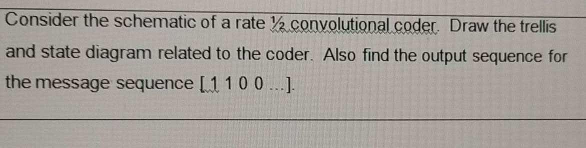 Solved Consider the schematic of a rate 12 convolutional | Chegg.com