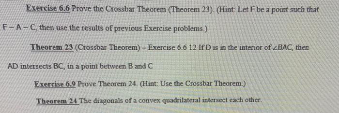 Solved Exercise 6.6 Prove the Crossbar Theorem (Theorem 23). | Chegg.com