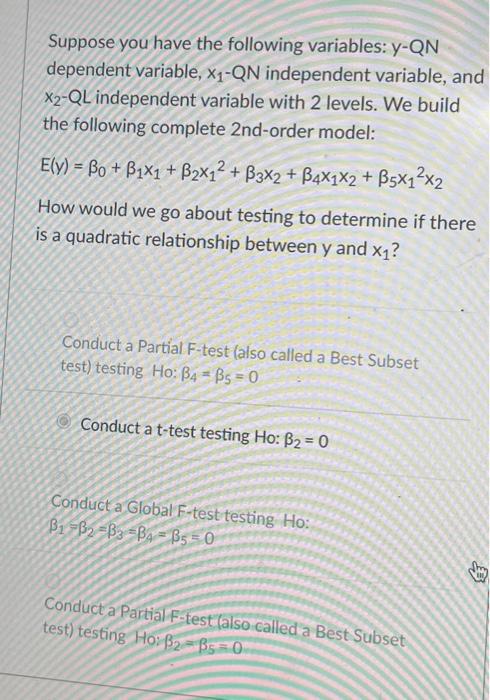 Solved Suppose you have the following variables: y-QN | Chegg.com