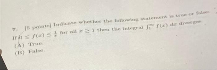 Solved 7. [5 points] Indicate whether the following | Chegg.com