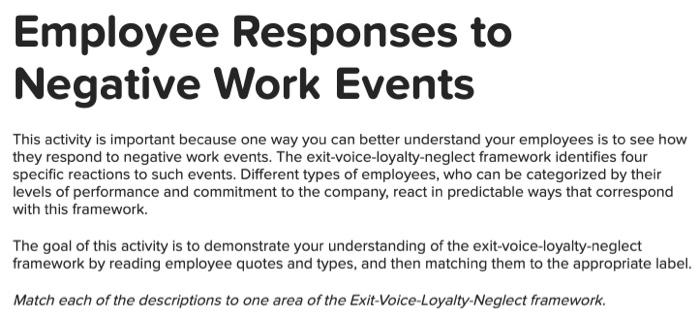 Employee Responses to Negative Work Events This | Chegg.com
