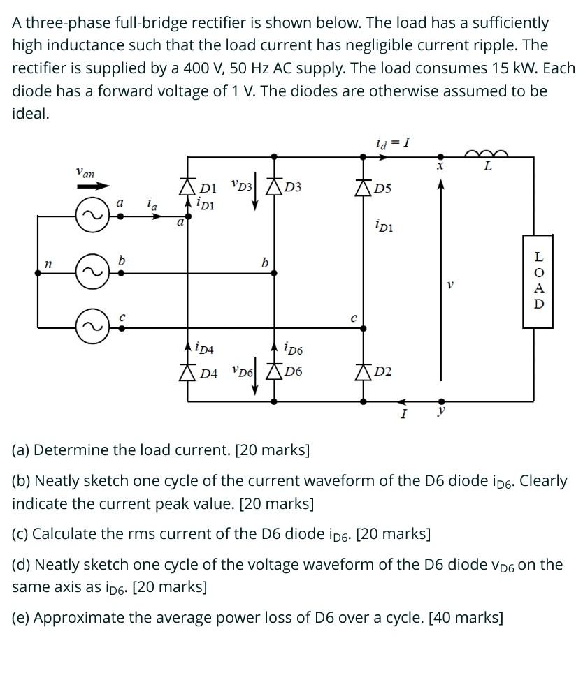 Solved A three-phase full-bridge rectifier is shown below. | Chegg.com