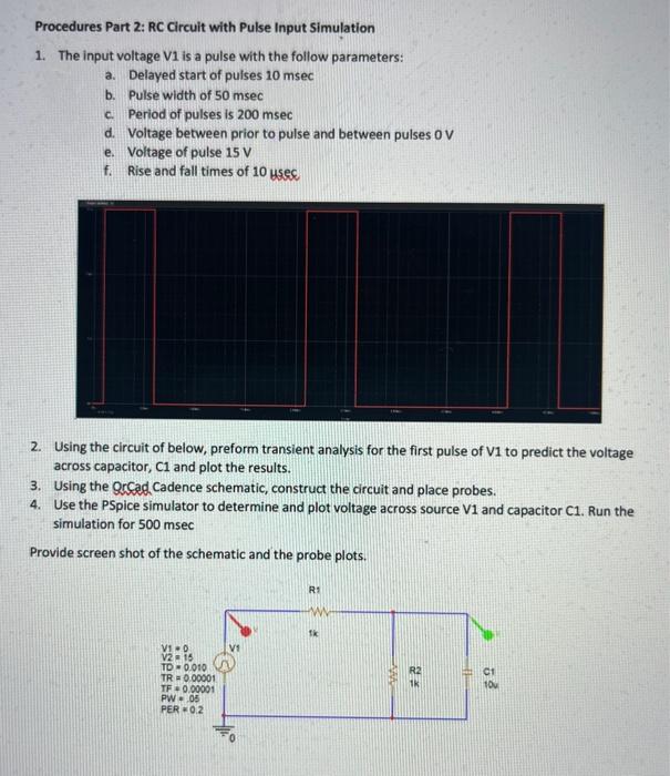 Solved Procedures Part 2: RC Circuit with Pulse Input | Chegg.com
