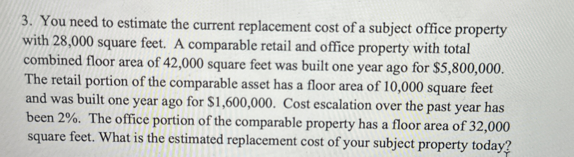 Solved You need to estimate the current replacement cost of | Chegg.com