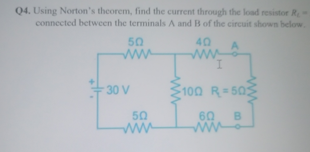 Solved Q4. ﻿Using Norton's theorem, find the current through | Chegg.com