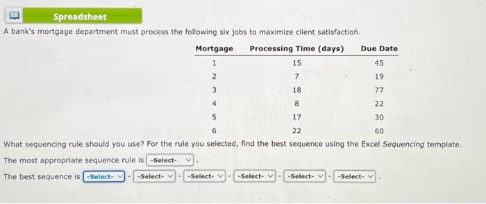 Solved What sequencing rule should you use? For the rule you | Chegg.com