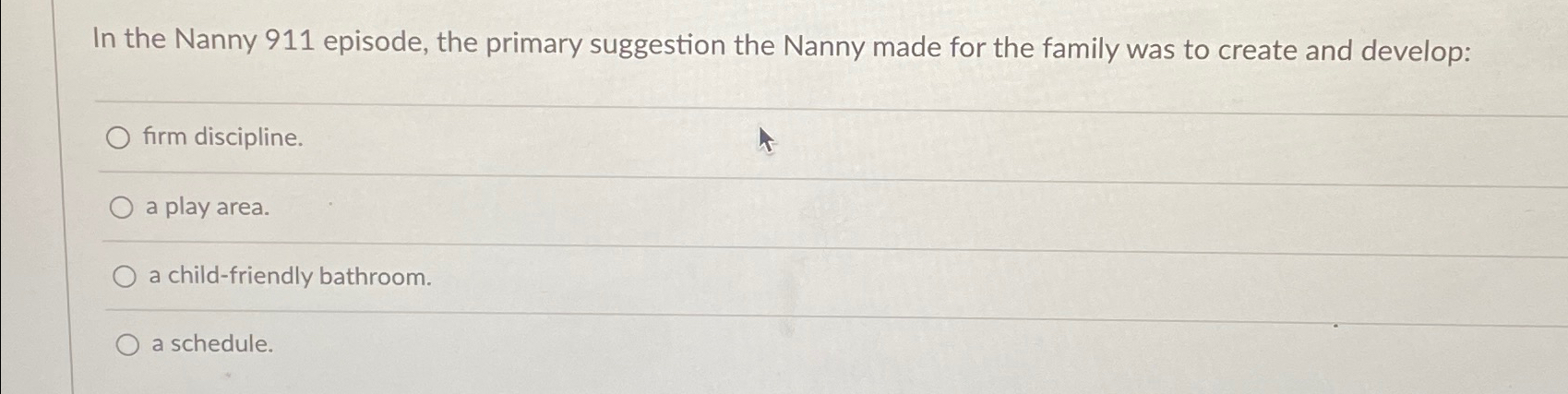 Solved In the Nanny 911 ﻿episode, the primary suggestion the | Chegg.com