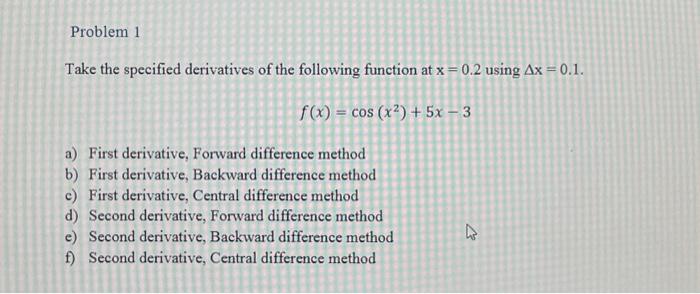 Solved Problem 1 Take the specified derivatives of the | Chegg.com