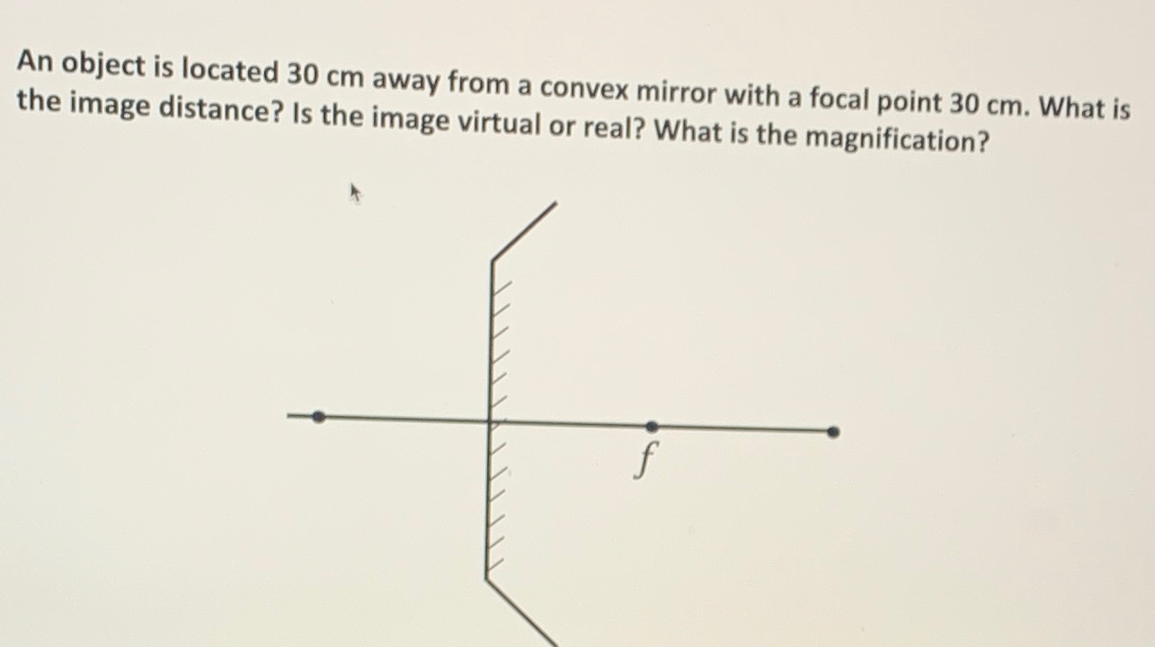 Solved An object is located 30cm ﻿away from a convex mirror | Chegg.com