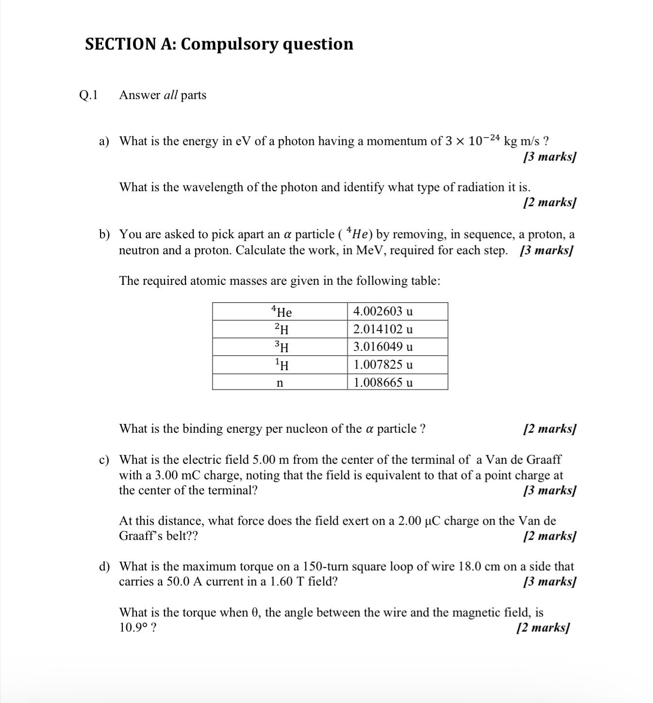 Solved SECTION A: Compulsory questionQ. 1 ﻿Answer all | Chegg.com