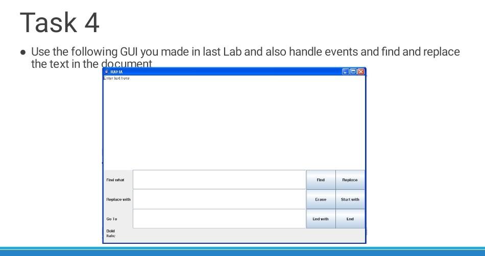 Solved - Use the following GUI you made in last Lab and also | Chegg.com