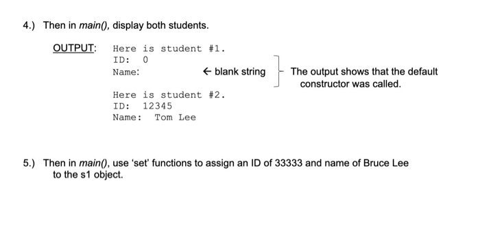 Solved 1.) In the Student.h file, write a class | Chegg.com