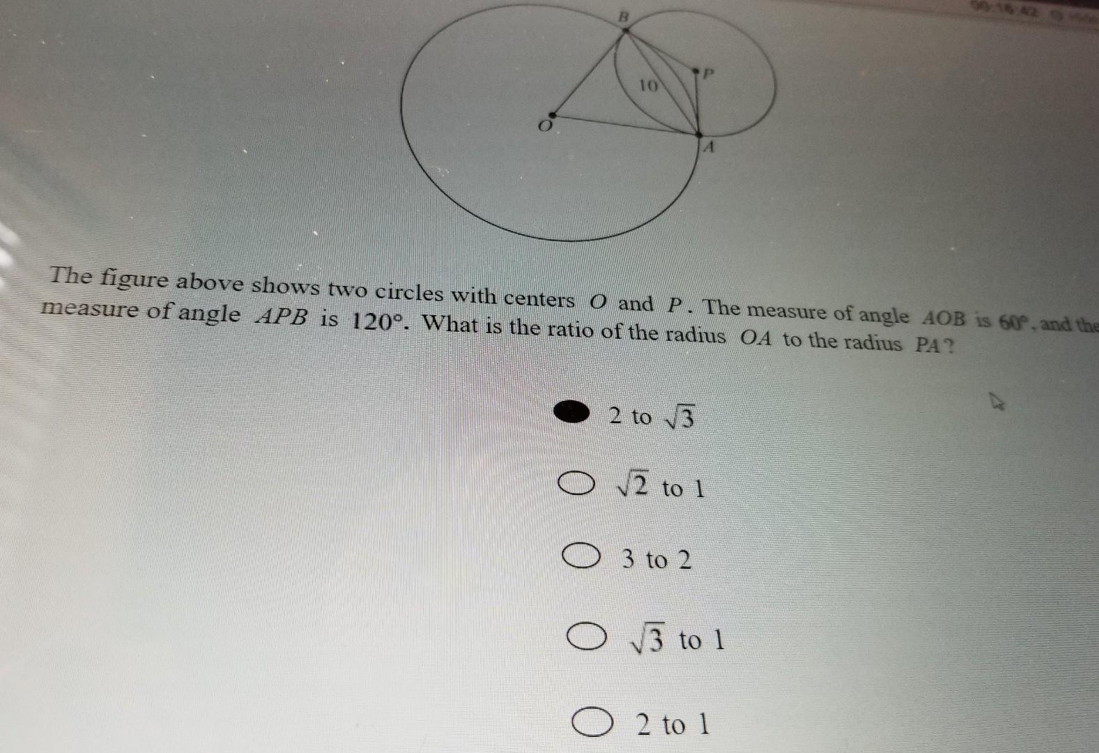 Solved 10 The figure above shows two circles with centers O | Chegg.com