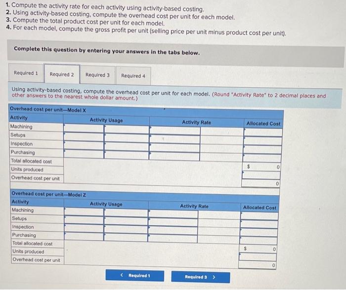 Solved Exercise 1/-17 (Algo) Using activity-based costing to | Chegg.com