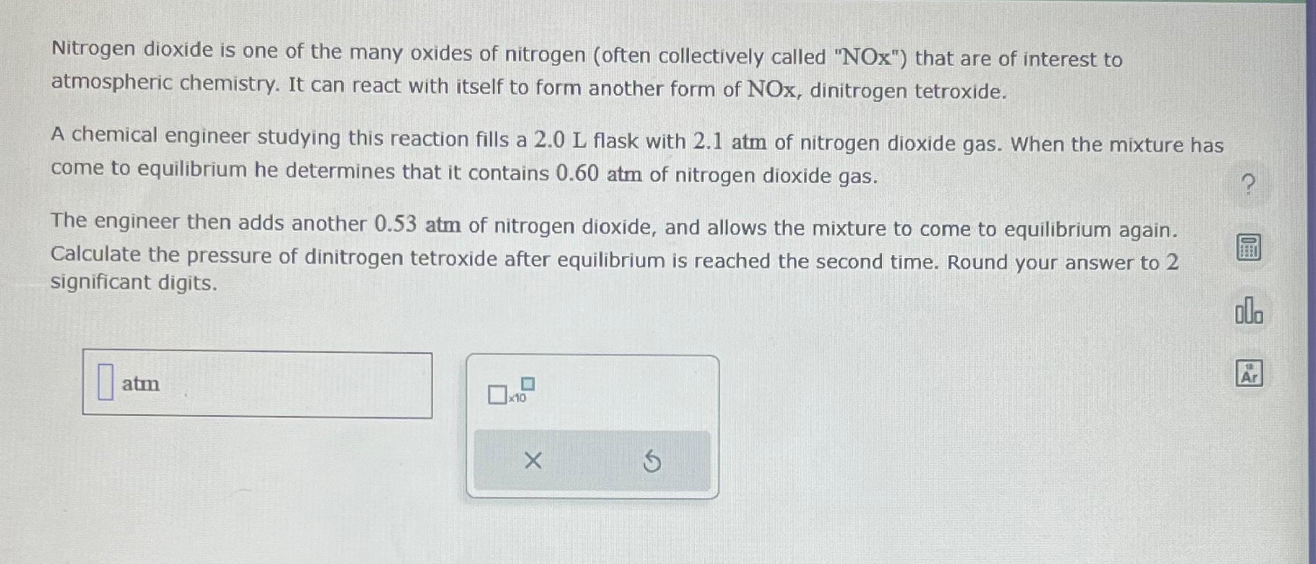 Solved Nitrogen dioxide is one of the many oxides of | Chegg.com
