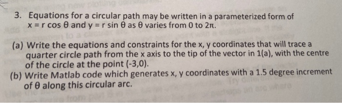 3. Equations for a circular path may be written in a | Chegg.com