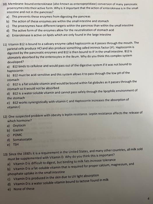 Solved 10) Membrane-bound enterokinase (also known as | Chegg.com