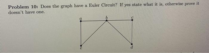 Solved Problem 10: Does the graph have a Euler Circuit? If | Chegg.com