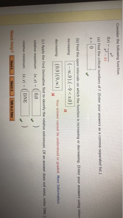 Consider the following function, x2 f(x) x2 - 81 (a) | Chegg.com