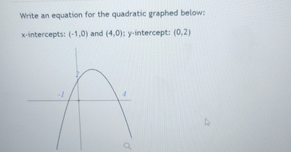 Solved Write an equation for the quadratic graphed | Chegg.com