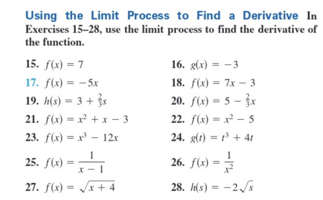 Solved Using the Limit Process to Find a Derivative | Chegg.com