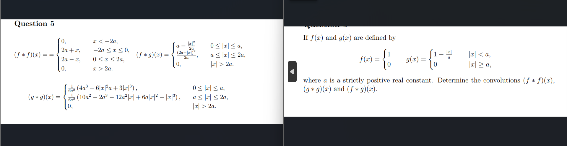 Solved Question 5If f(x) ﻿and g(x) ﻿are defined bywhere a | Chegg.com